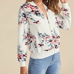Jackets & Coats | Floral Print Light Weight Bomber Jacket | Poshmark